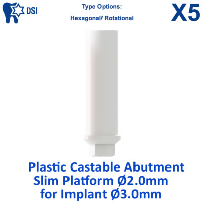 5x DSI UCLA Dental Fixture Hexagon Plastic Castable Adapter Head NP 2.0 ...