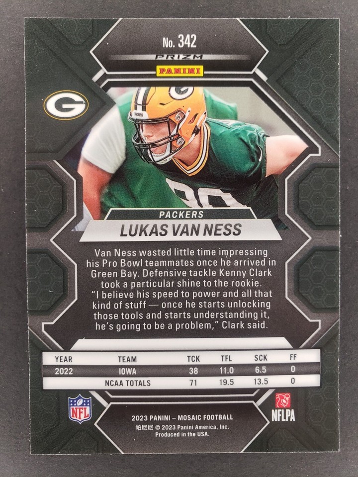 2023 Mosaic Lukas Van Ness #342 Mosaic Prizm Rookie Card Green Bay ...