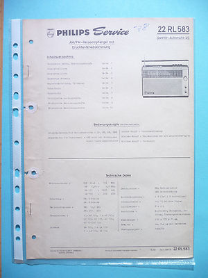 Service Manual Guide For Philips 22 RL 583, ORIGINAL | eBay