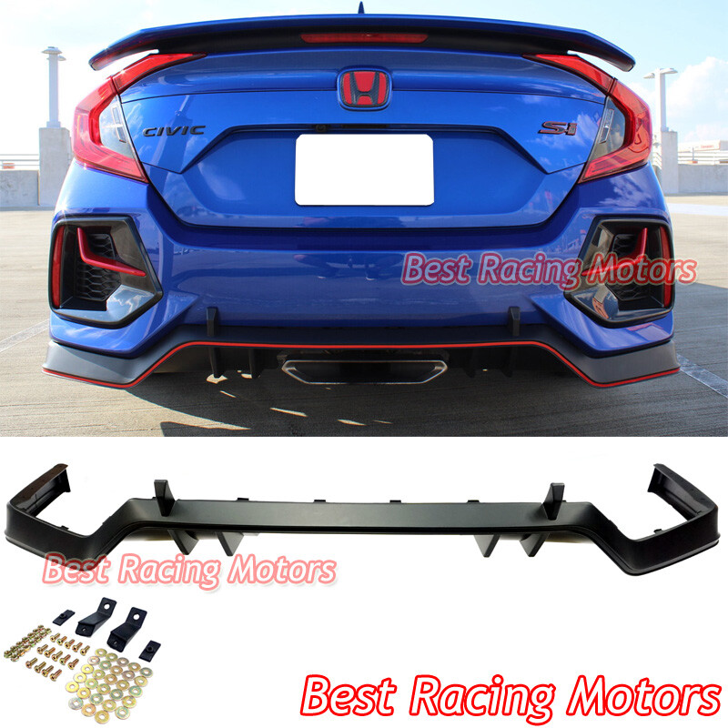 For 2017-2020 Honda Civic Si 4dr Sedan TR Style Rear Bumper Diffuser ...