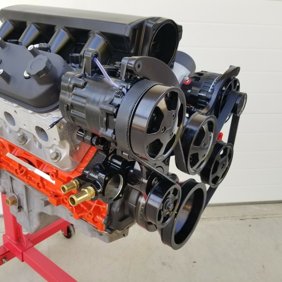 LS Engine Black Aluminum Serpentine Front Drive Kit LS1 LS2 LS3 5.3 6.0 ...