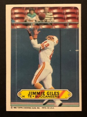 JIMMIE GILES 1983 Topps #14 Sticker Insert - Tampa Bay Buccaneers ...