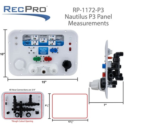 RecPro RV Nautilus P3 Water Management Panel 8-Function City Water Fill ...