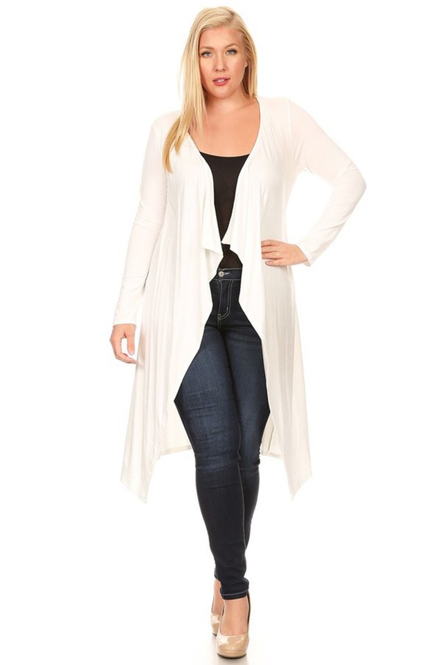 Women Plus Size Long Maxi Cardigan Sweater Draped Open Front - Made in ...
