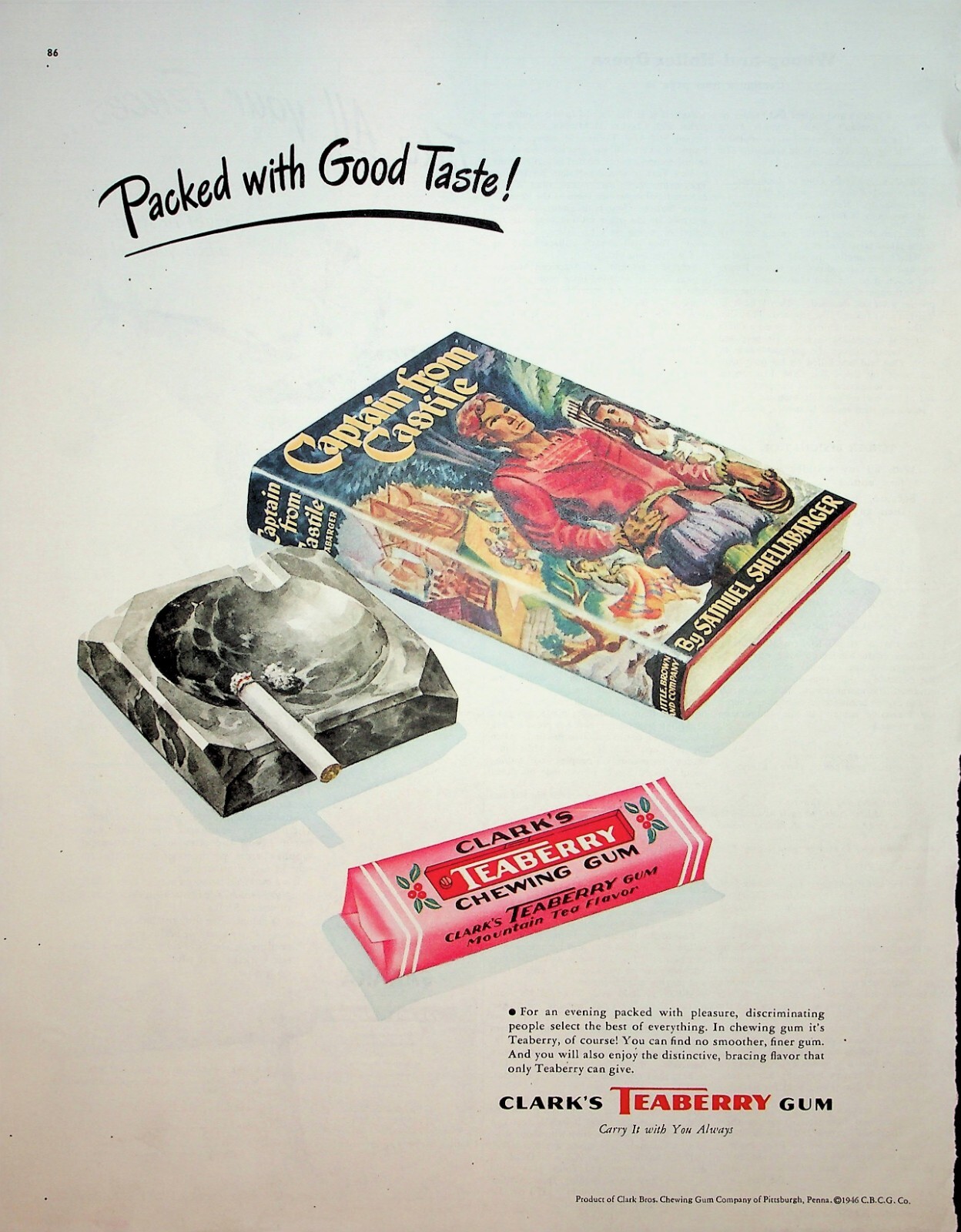 Original 1946 Clark's Chewing Gum Ad: Packed with Good Taste; Book and ...