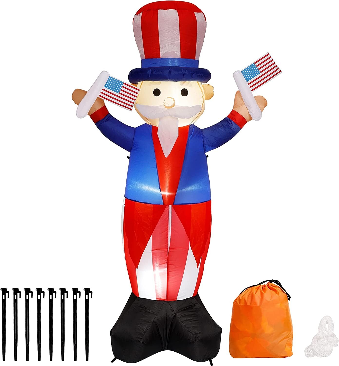 4th of July 6 FT Inflatables Uncle Sam Patriotic Independence Day LED ...