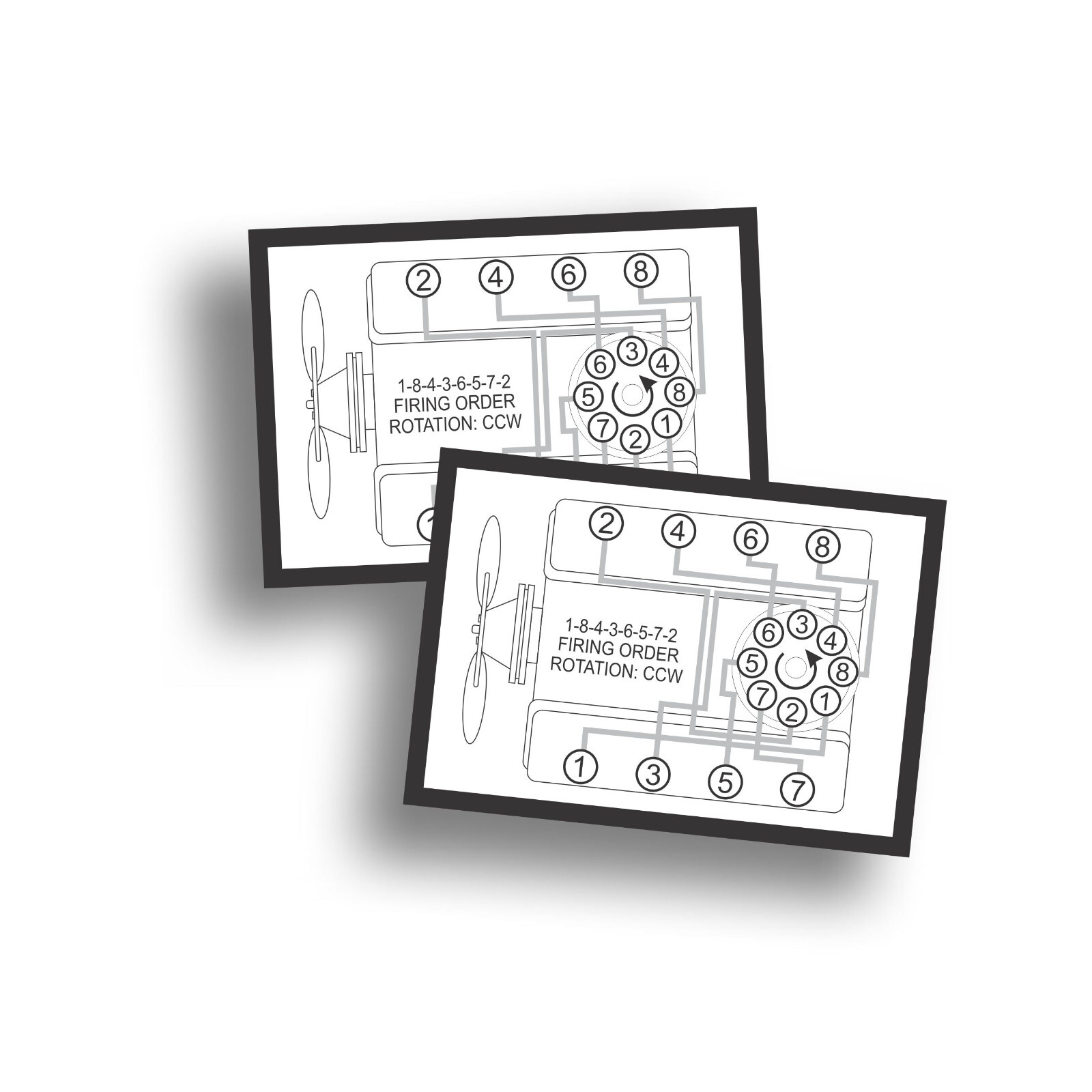 2X Firing Order Decal 8 Cylinder 326 389 421 428 GTO Fits Pontiac Ford ...