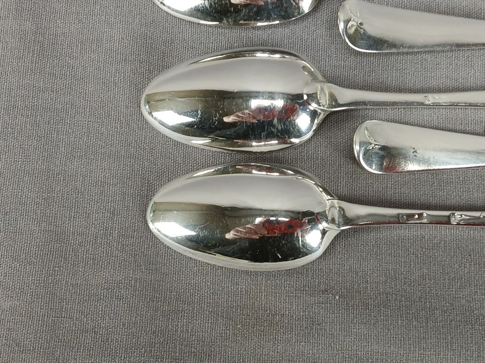 Set of 5 Thomas Tookey London Bright-Cut Sterling Silver Spoons C.1777 ...