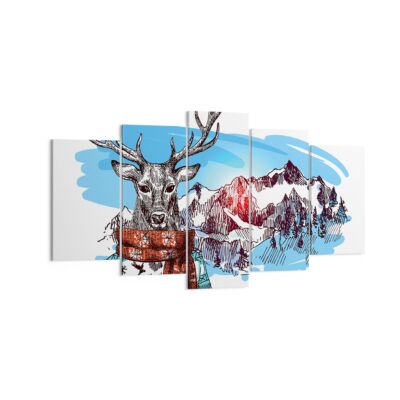 Wandbilder 160x85cm 5 tlg Leinwandbild Deer Berg Kinder hipster XXL ...