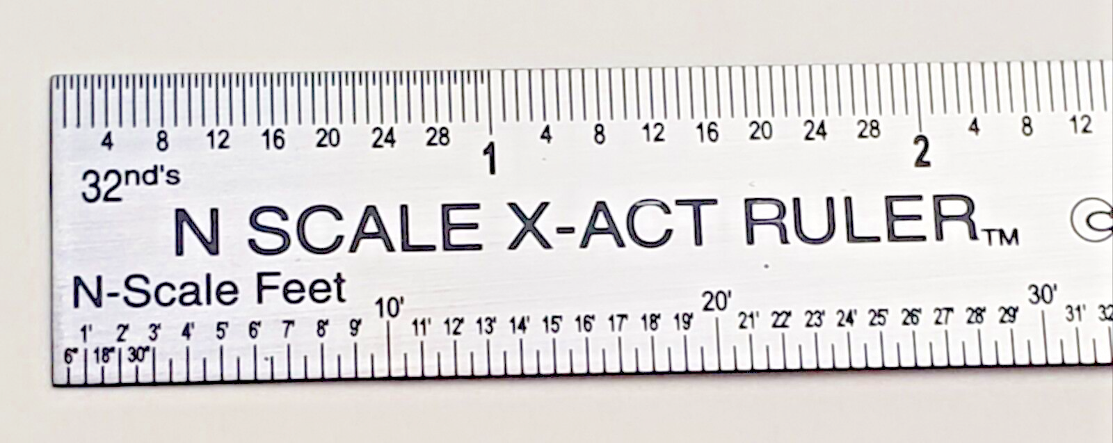 N Scale Stainless Steel Ruler 1:160 inch/feet scale Made in USA 6" L x ...