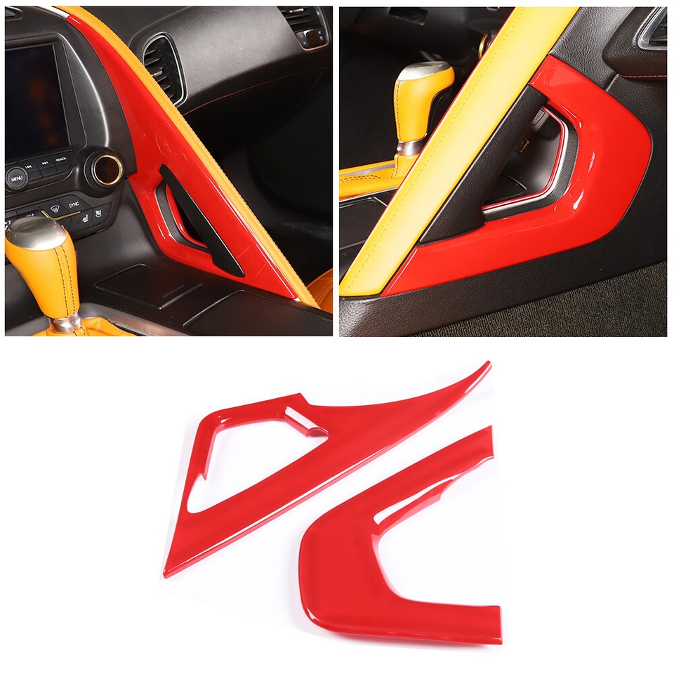 26PCS Red Full Interior Central Control Cover Kit Trim For Corvette C7 ...
