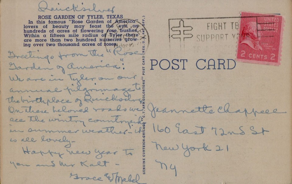 1936 Rose Garden Tyler Texas Linen Postcard Posted to New York | eBay