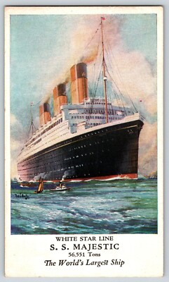 Postcard White Star Line - SS Majestic - Passenger Liner Ship | eBay