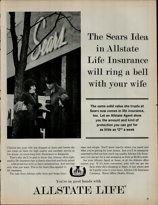1963 Allstate Life Insurance Family Standing Outside Sears Vintage ...