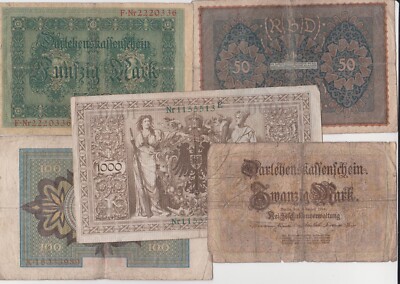 Lot Germany Reich 5 banknotes 1910-... reichsmark, WW1- paper money | eBay