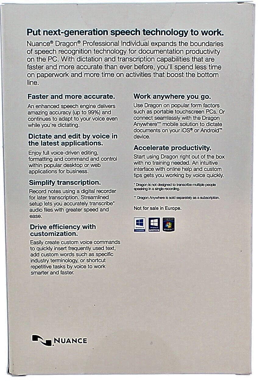 Nuance Dragon Professional Individual Speech Recognition Software ...