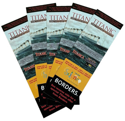 2003 BORDERS Bookstore Bookmarks Advertising Titanic Exhibit Detroit ...