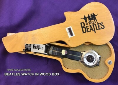 BEATLES OFFICIAL APPLE TIMEPIECE WATCH WOODEN GUITAR CASE | eBay