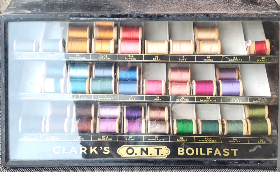 Antique CLARK'S ONT Boilfast Thread Spools Store Countertop Display ...