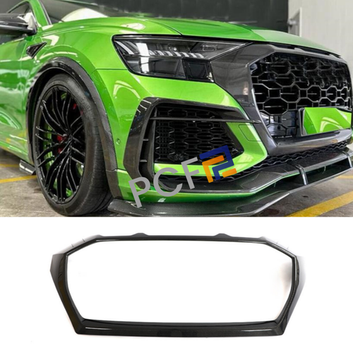 Fit For 2020-2024 Audi RSQ8 RS Q8 Front Grille Real Carbon Fiber Trim ...