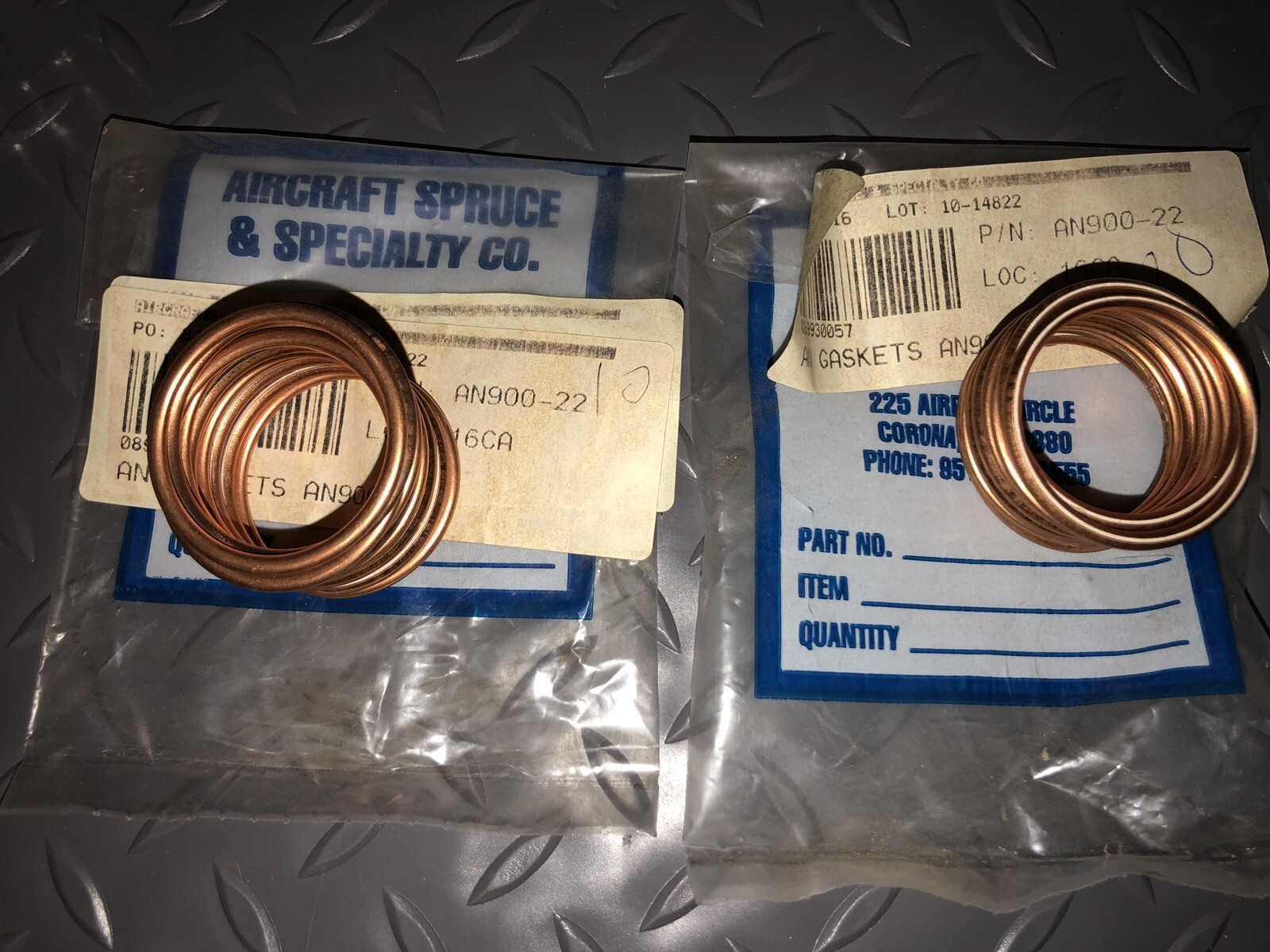 Aircraft Spruce & Specialty - Gasket (11 Count) P/N: AN900-22 | eBay