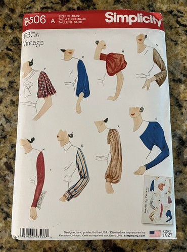 Uncut Simplicity Misses Sz 10-22 1930s Vintage Set of Sleeves Pattern ...
