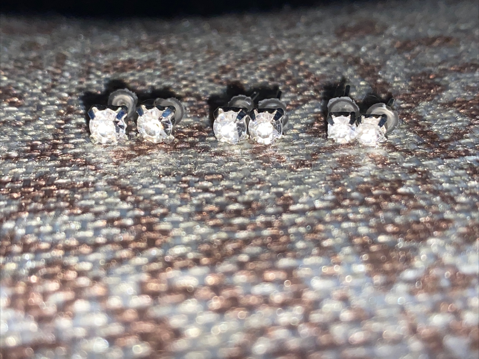 Set Of 3 Classic Crystal Square Cut Stud Earrings In Silver Tone~New 🤍💎 ...