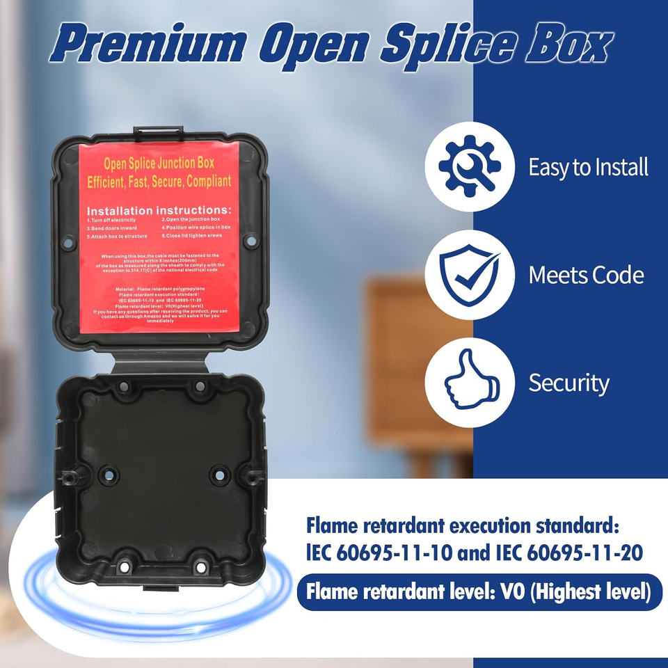 Open Splice Junction Box (6 Pack), One-Piece Junction Box Splice Box ...