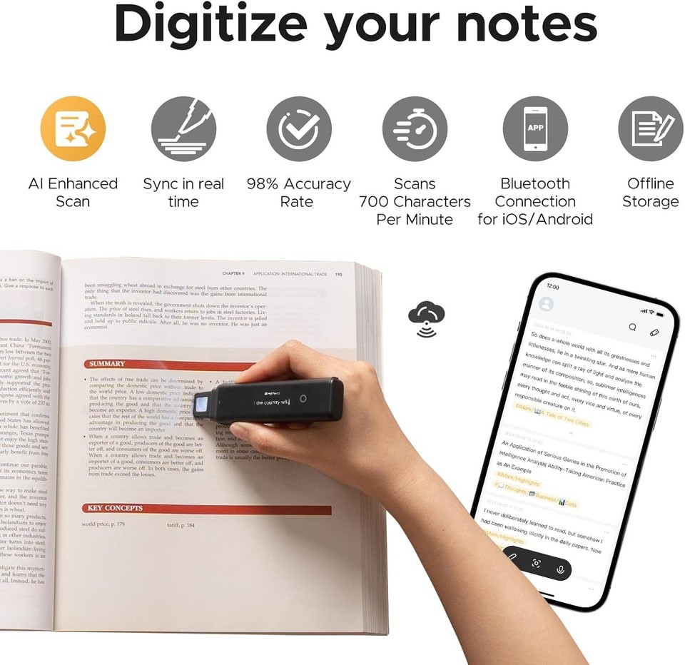 VYU iMark Digital Highlighter, Smart AI Scanner Pen, ChatGPT-4o Powered ...