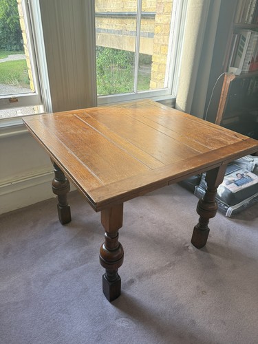 Vintage solid oak extending draw-leaf dining table | eBay UK