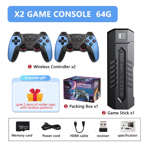 X2 Game Stick 4K Retro Console with 58000 Games and Wireless Controller ...