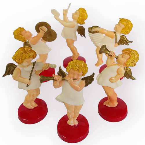 Vtg 40s Celluloid Plastic Angels Playing Instruments Cake Toppers 6pc ...