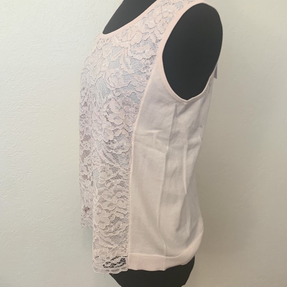 Joan Vass pink lace shell / tank top blouse SZ LG - all cotton | eBay