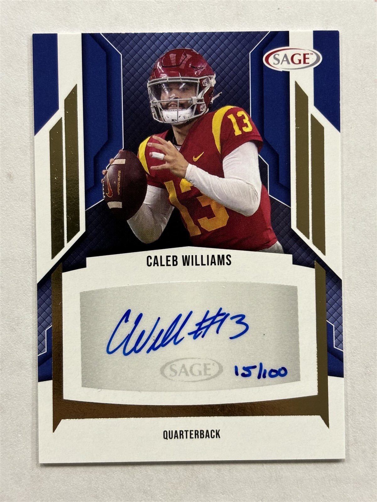 2024 SAGE CALEB WILLIAMS AUTOGRAPH AUTO #/100 CHICAGO BEARS | eBay