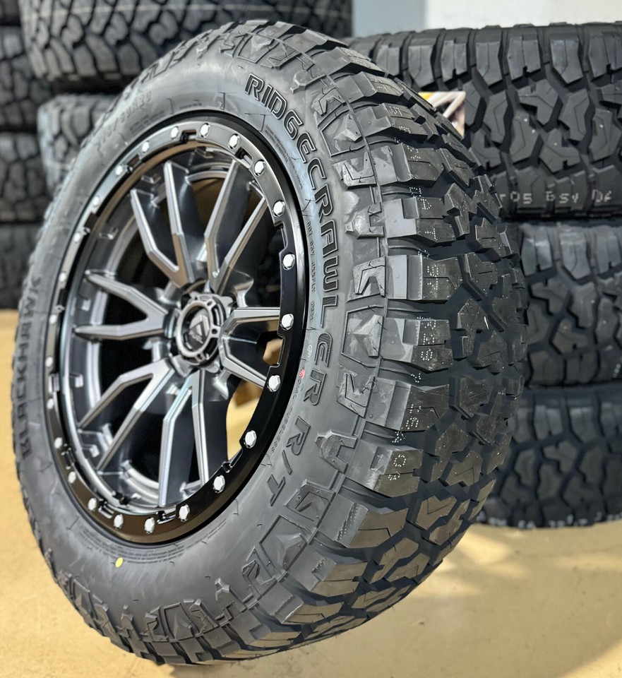 20x9 Fuel D680 Rebel Gray Wheels 33" AT RT Tires 5x5.5 Dodge Ram 1500 ...