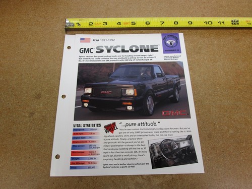 1991 1992 GMC Syclone pickup truck IMP sales brochure 4 pg ORIGINAL ...