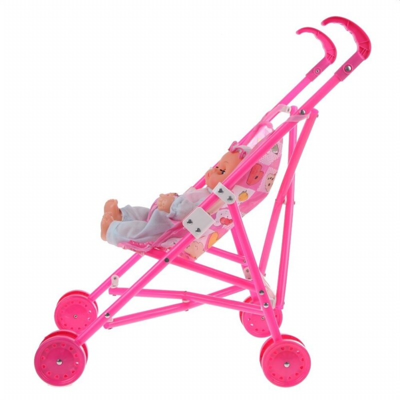 Dolls Buggy Stroller Pushchair Pram Foldable Toy Doll Pram Baby Doll ...