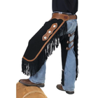 New! Tough-1 Black SUEDE CHINKS w/ Basket weave accents Fringe Conchos ...