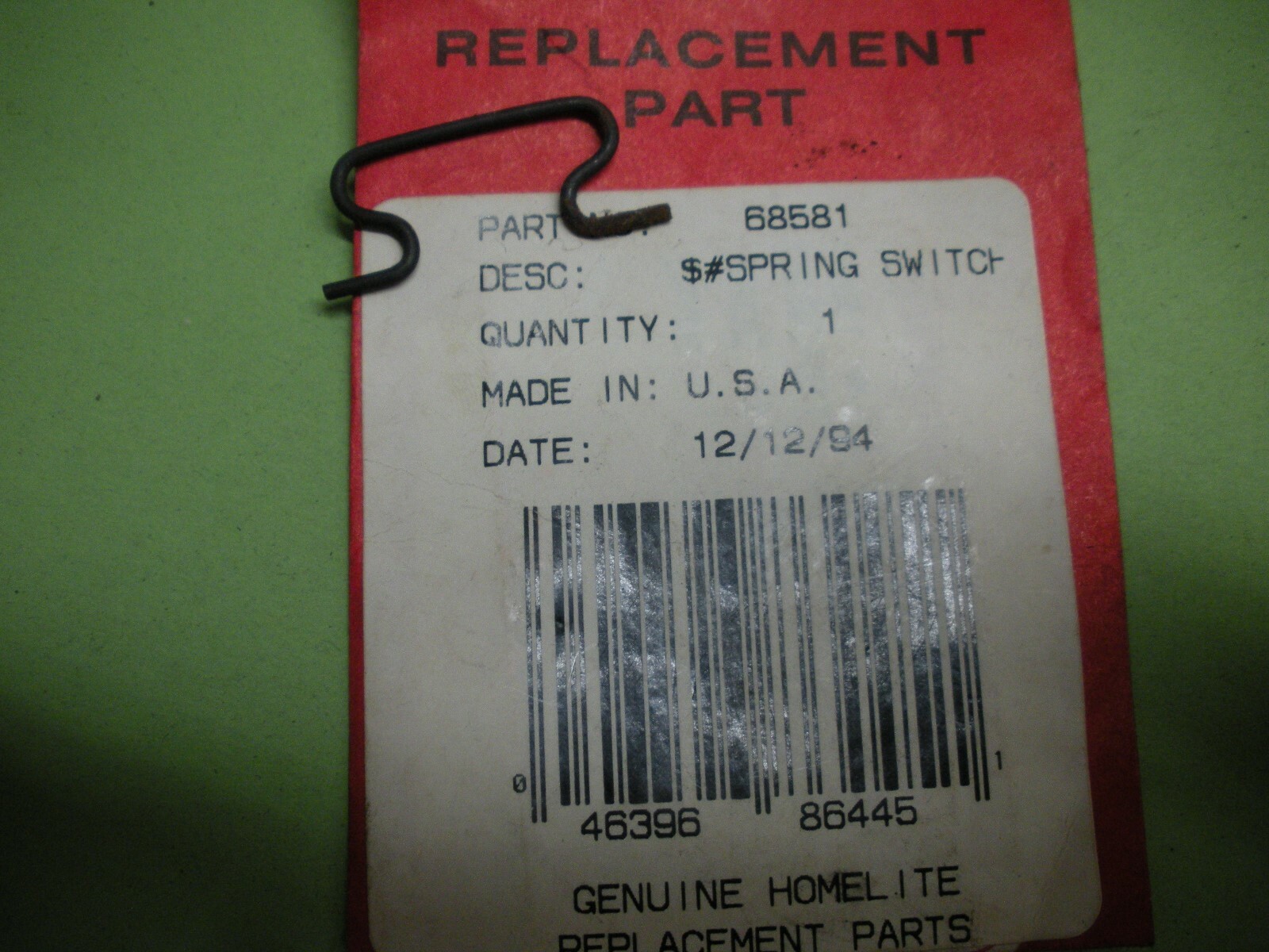 NOS oem NEW HOMELITE chainsaw spring switch 68581 b202 | eBay