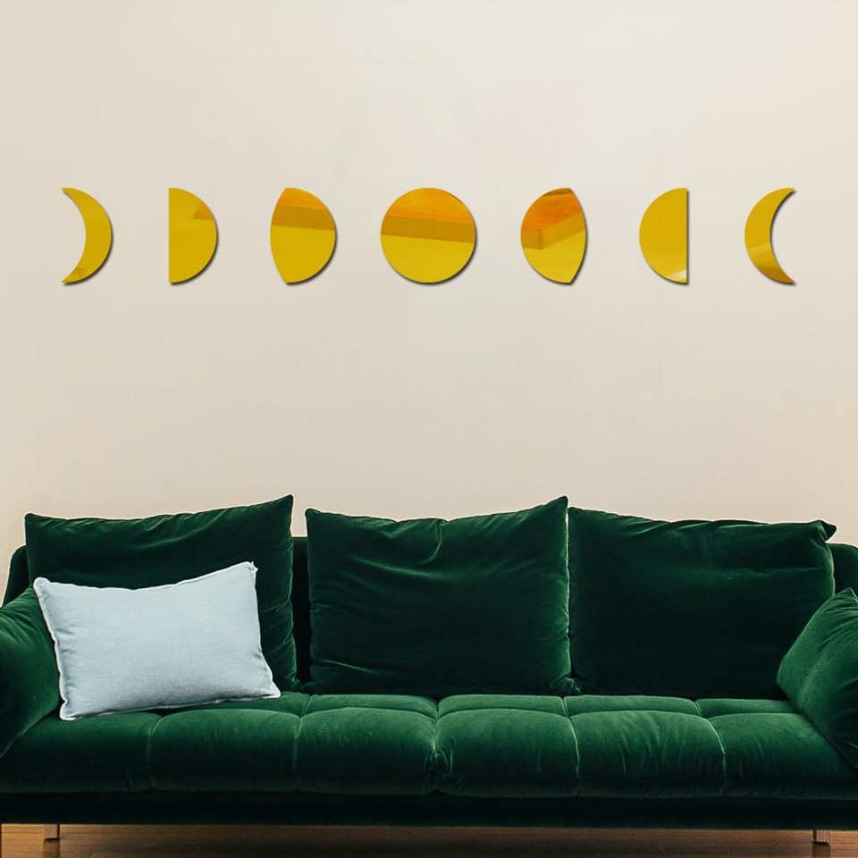 1 Set Moon Phase Acrylic Mirror Wall Art Decoration Ornament For Home ...