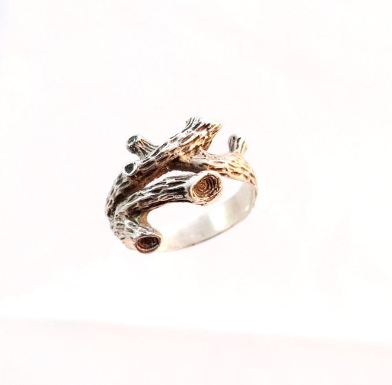 Branch Ring In Sterling Silver With Dark Patina, Unique Silver Ring ...