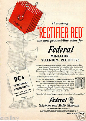 1953 Print Ad of Federal Telephone & Radio Company Rectifier Red | eBay
