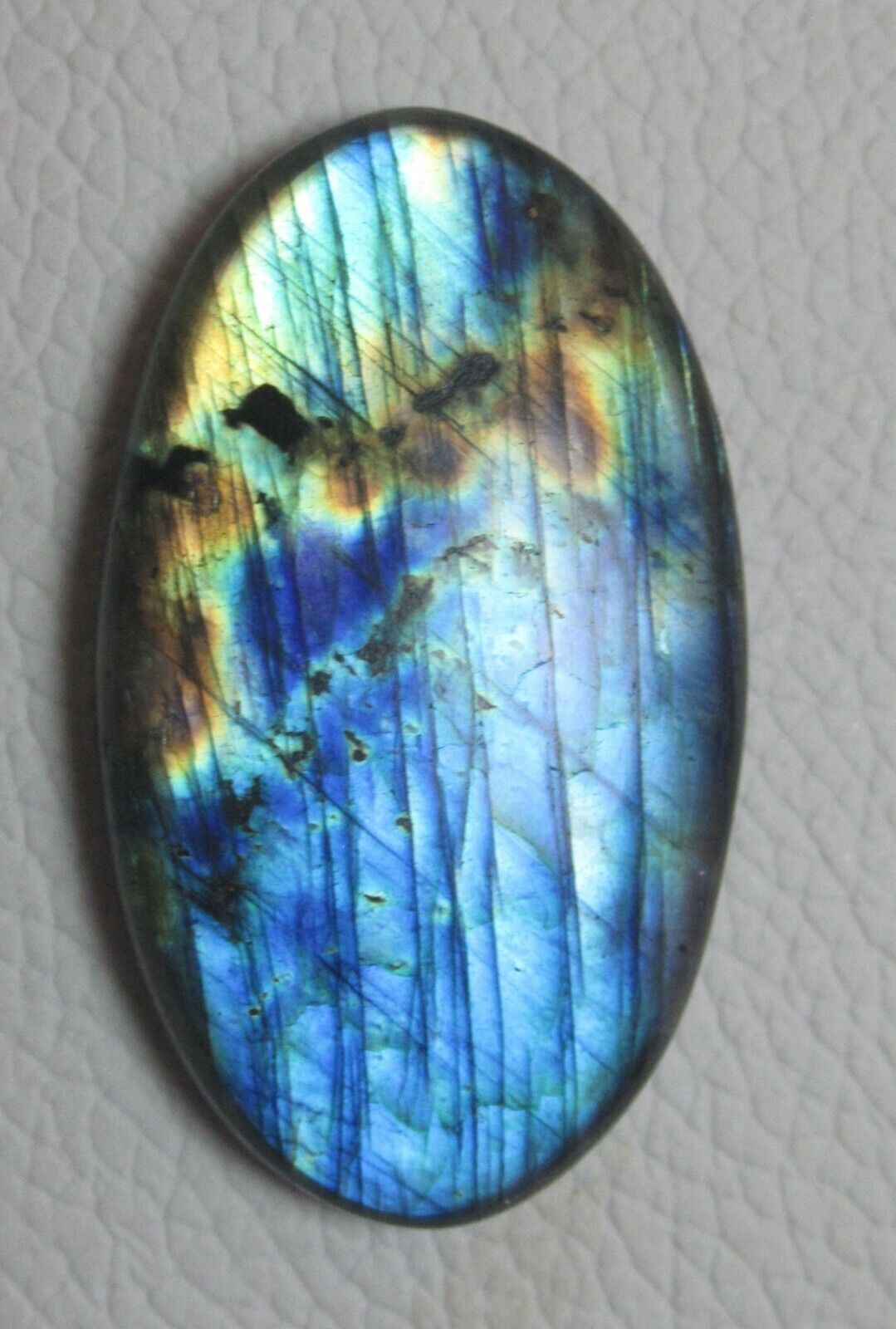 Natural Labradorite Cabochon Flat Back Oval 70.15 ct Loose Gemstone H ...
