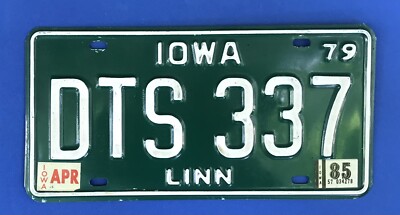 1979 Iowa IA Car Automobile License Plate DTS 337 Linn Original Issue ...