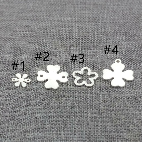 20pcs of 925 Sterling Silver Small Clover Tag Charms Lucky Flower Tags ...