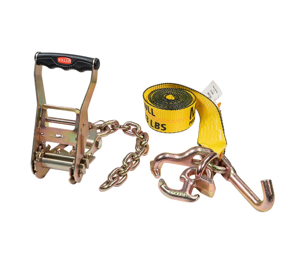 (4 Pack) 2" Chain Ratchet Straps W Rtj Tie Down Roll Back Tow Truck Car ...