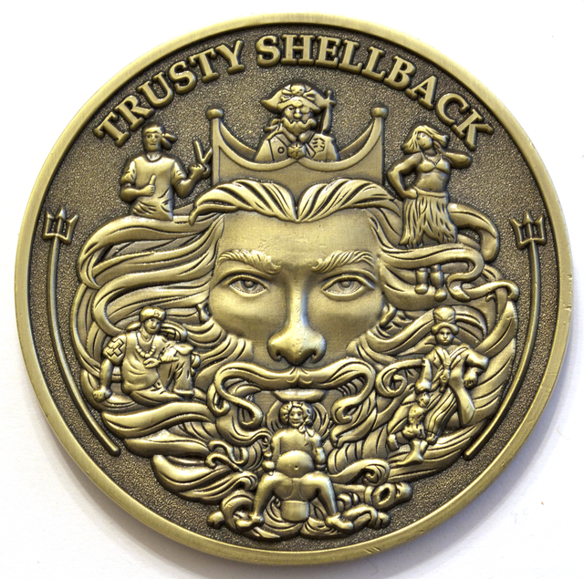 Current Militaria (2001-Now) Amazing 6 Heavy Brass US Navy Shellback ...