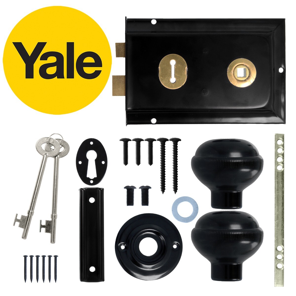 YALE RIM KNOB & SASHLOCK Set Interior Garden Door Lock Cottage Antique ...