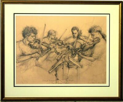 Large Original Graphite by Rachel Hemming Bray The Scampa Quartet in ...