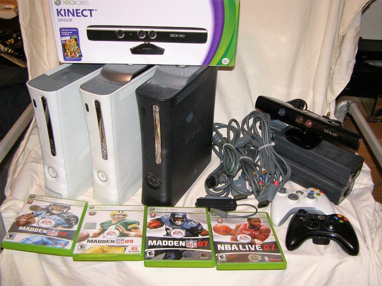 XBox 360 Consoles Plus Bundle - 3 Consoles 2 Kinect's Cords Games Plus ...